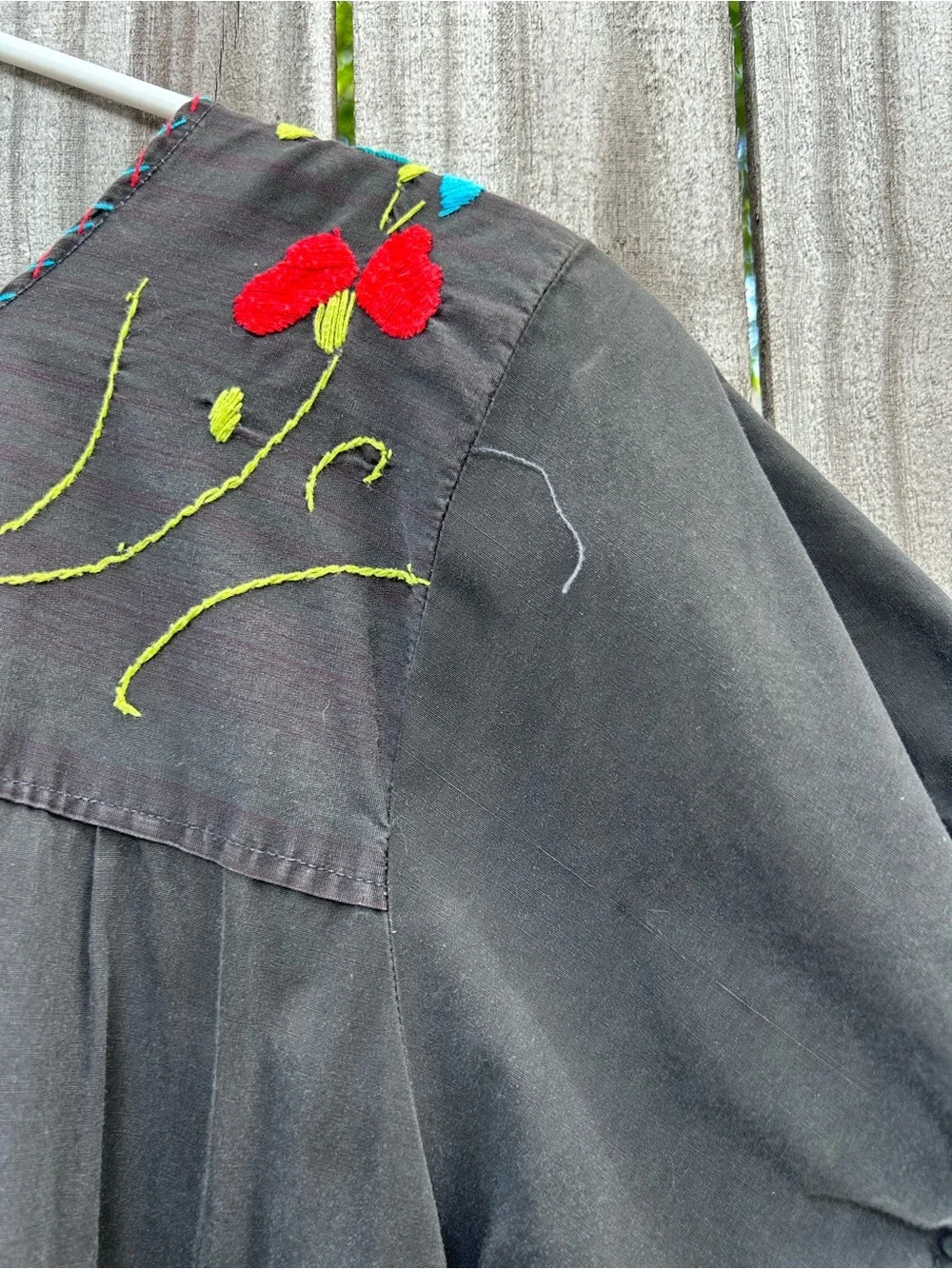 Dresses | Vintage Black Floral Embroidered Mexican Peasant Dress | Poshmark